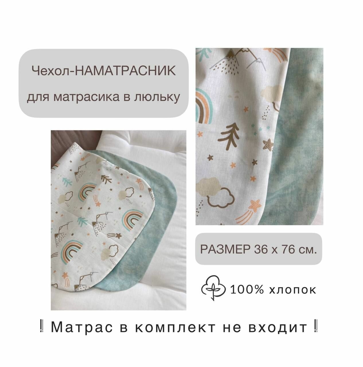 Чехол-наматрасник для матраса-вкладыша в коляску 36x76 см