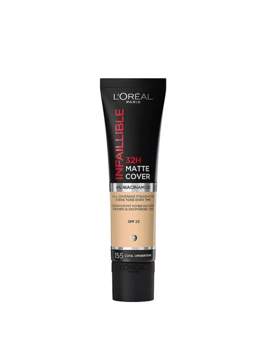 L'ORÉAL PARIS Ультраматирующий cтойкий тональный крем Матовое Покрытие 32 ч, Infaillible, № 155 Натуральный розовый, 30мл