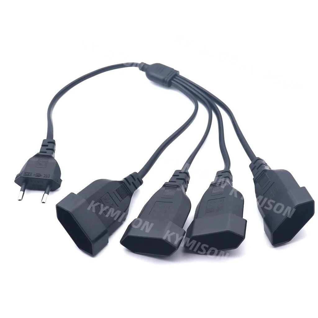KYMISON Черный удлинитель CEE7/16 2.5A 250V 4 Ways Straight