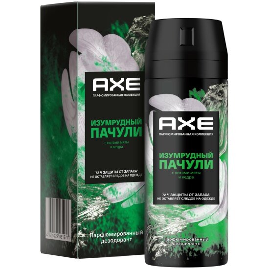Дезодорант-аэрозоль Акс (axe) AXE Изумрудный пачули 72ч защиты, 150 мл
