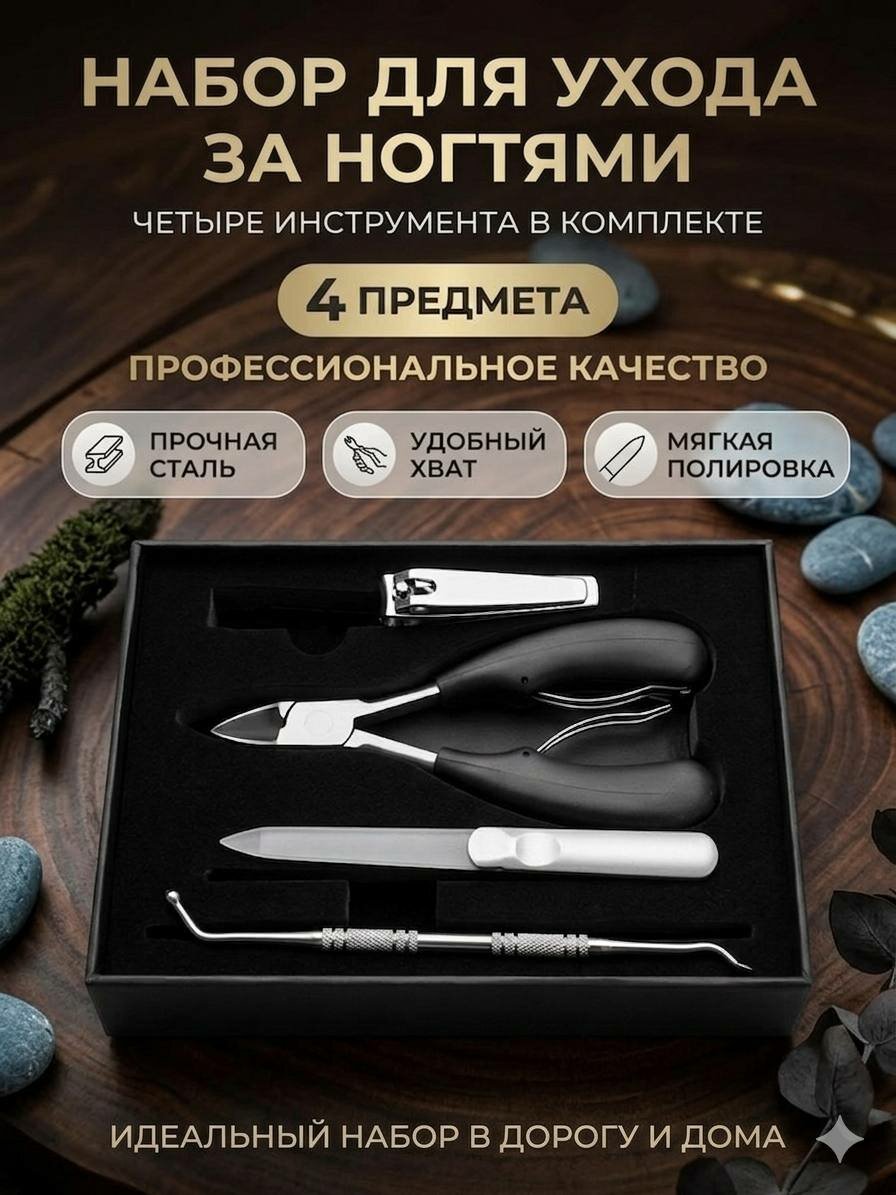 Набор для вросшего ногтя педикюрный с кюреткой, 4 предмета, NewSS