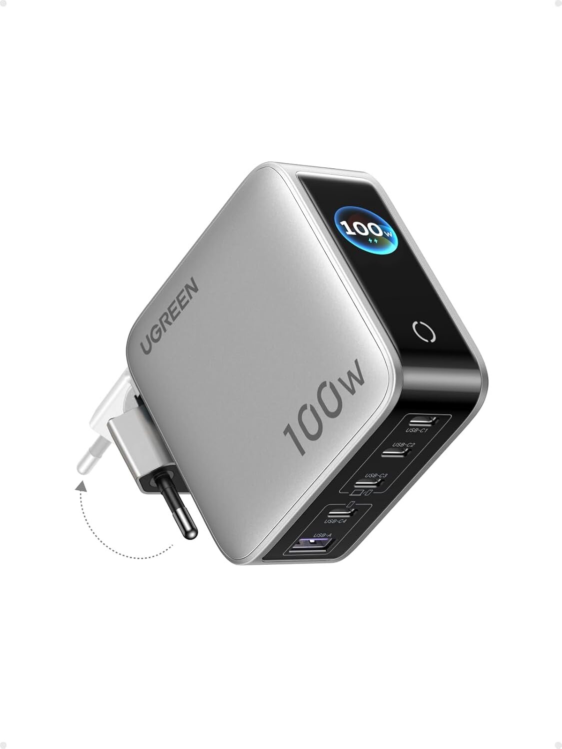Сетевое зарядное устройство UGREEN X773 Nexode 5 Port GaN Fast Charger 100W 4xUSB-C 1xUSB-A с дисплеем (65620)
