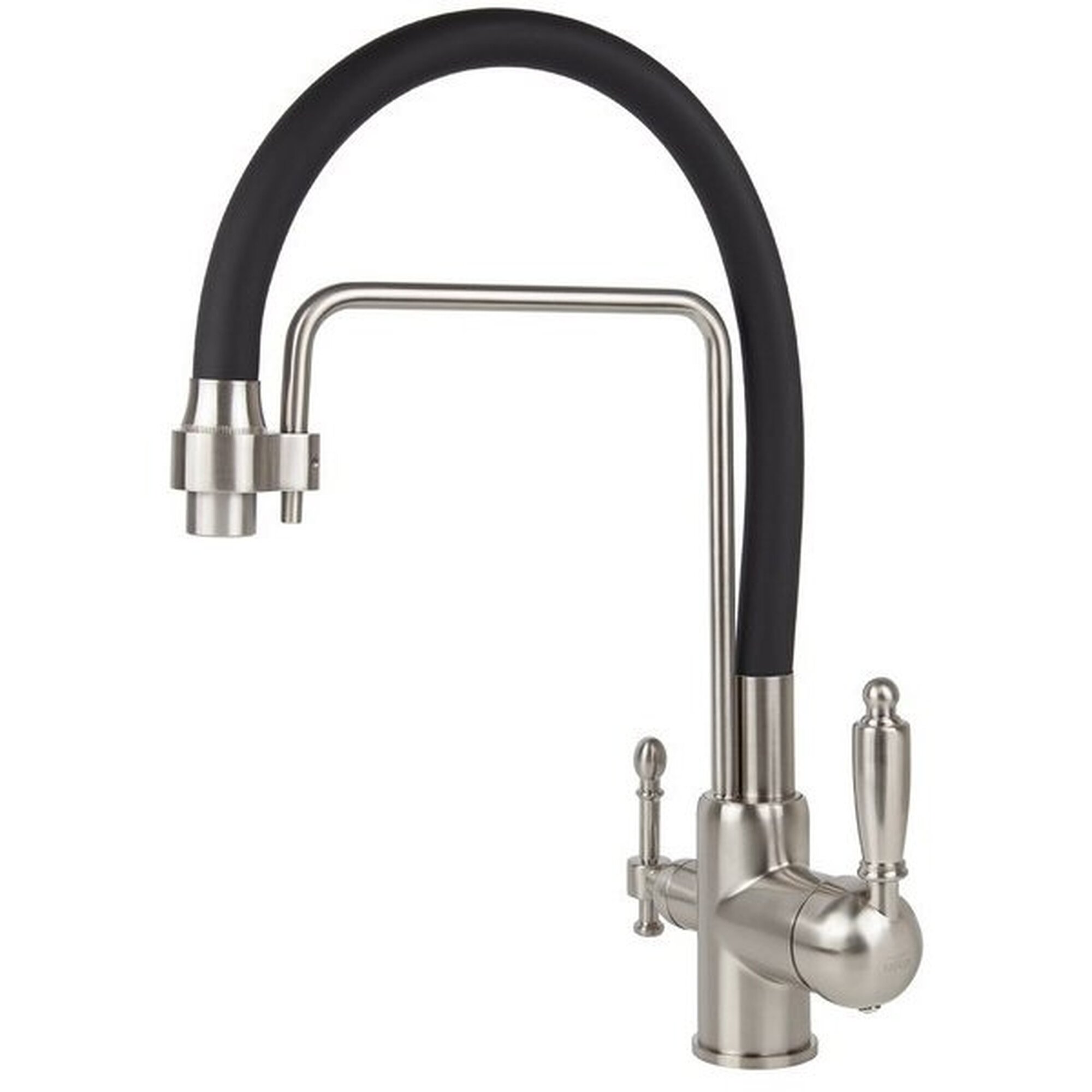 Смеситель для кухни Viko (Вико) под фильтр с гибким черным изливом Silver (V-5615)