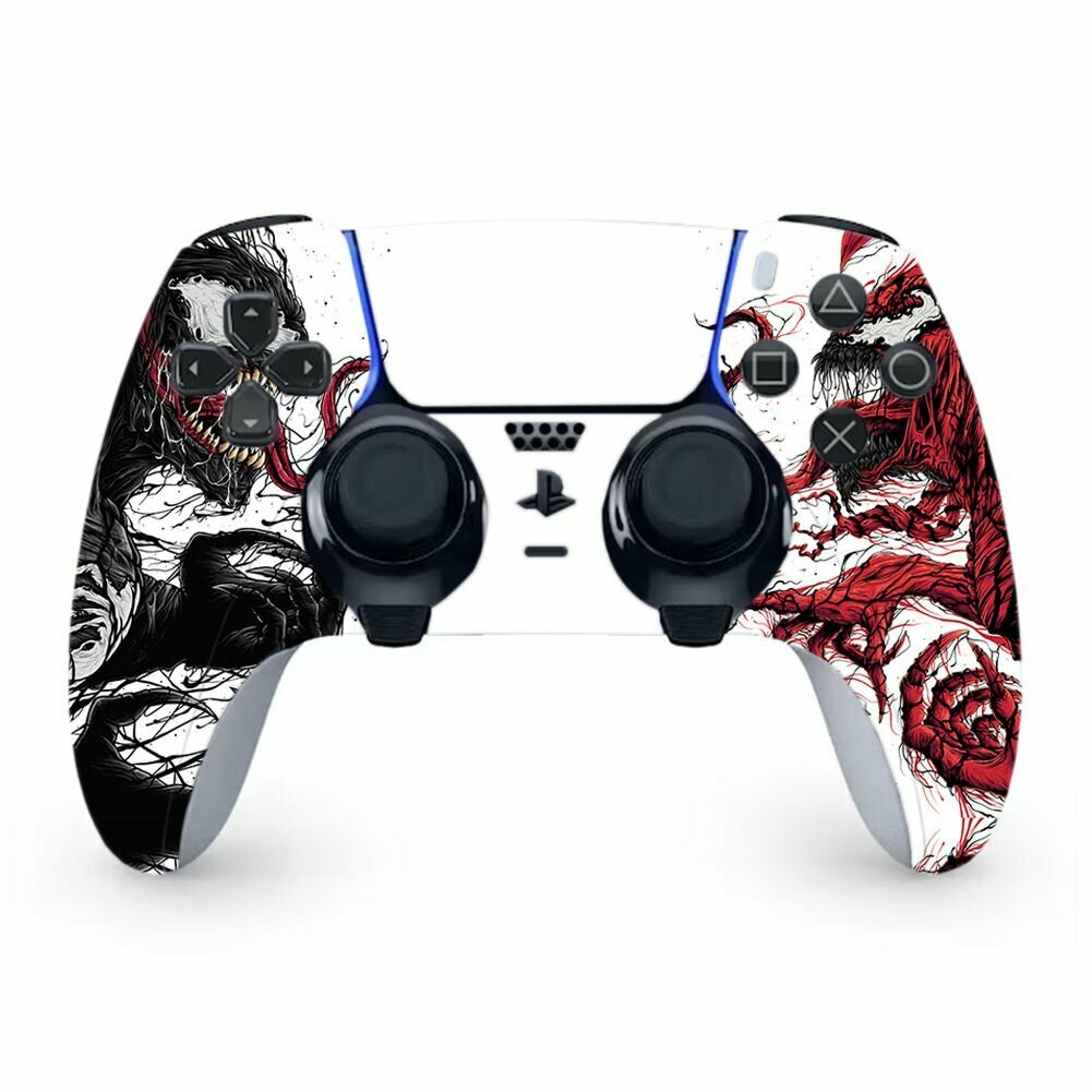 Наклейка виниловая защитная на игровой джостик Sony PlayStation 5, Веном и Карнаж