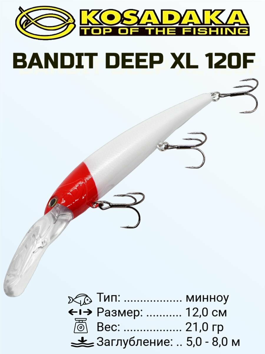 Воблер Kosadaka Bandit Deep XL 120F, плав, 120мм, 21г, 5-8м, цв. RH