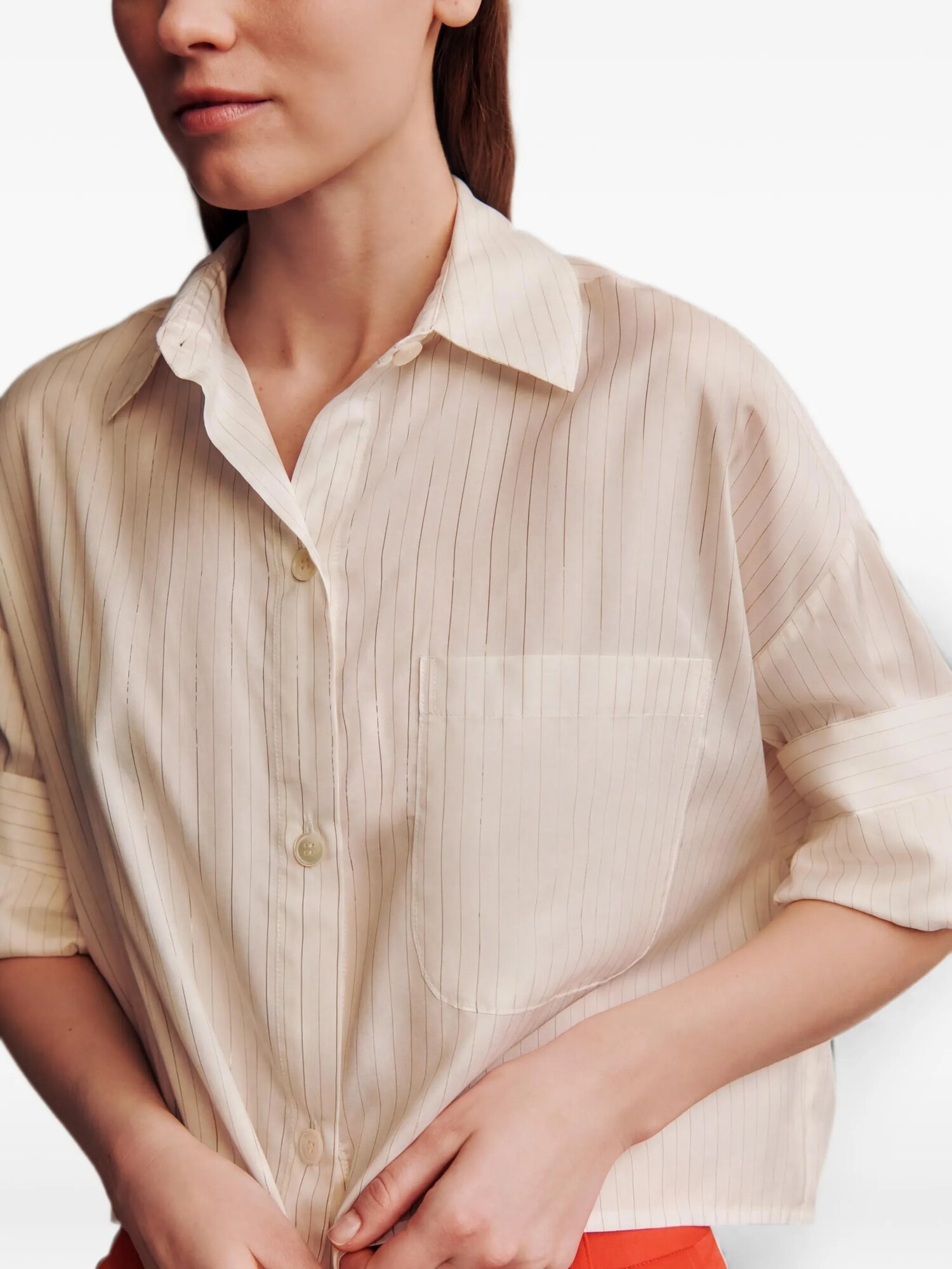 Рубашка TWP Striped cropped shirt, размер M-L — фото 1