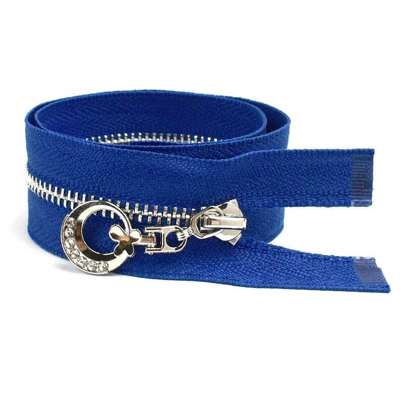 Meetee 3# металлические молнии 40/50/60/70 см 60cm, ZA005-RoyalBlueSilve, 2Pcs