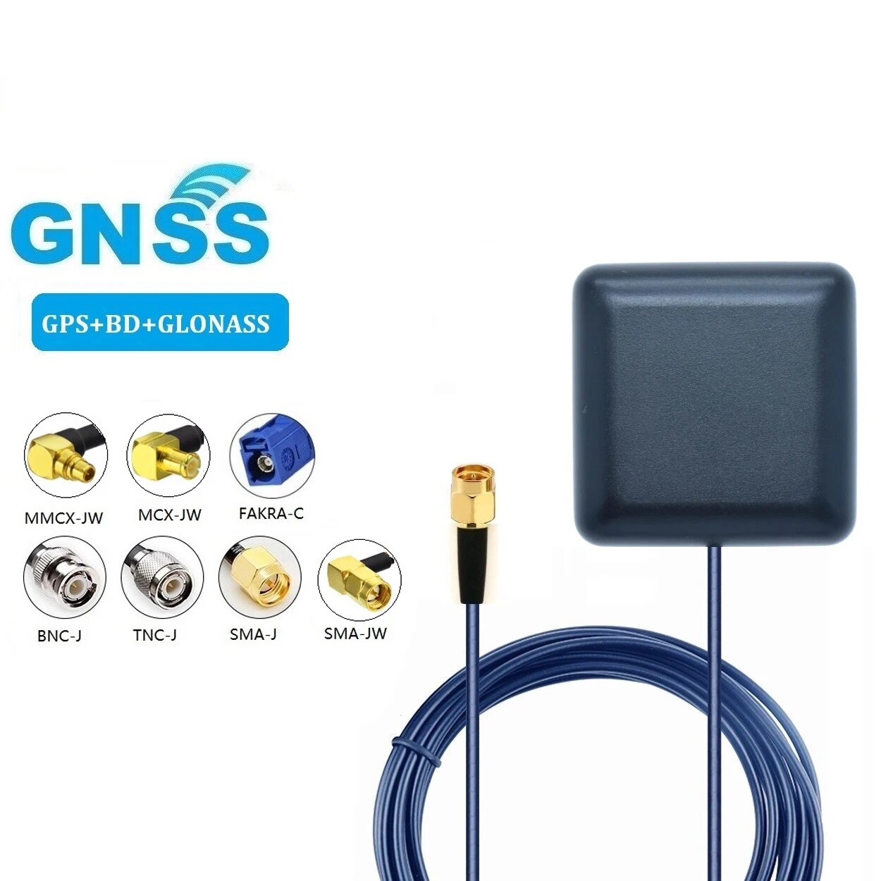1,5-метровая GPS + ГЛОНАСС антенна, внешний автомобильный GPS-приемник GNSS с разъемами SMA, BNC, TNC, FAKRA, MCX, MMCX, магнитное крепление, ABS-корпус