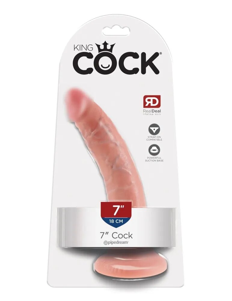 Фаллоимитатор реалистичный King Cock, Pipedream дилдо на присоске 18 см, телесный, ПВХ, товары для взрослых 18+