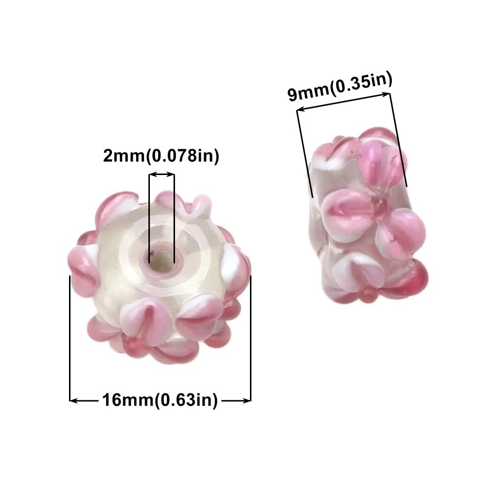 OLINGART Розовые стеклянные бусины Lampwork Pink 19 2PCS