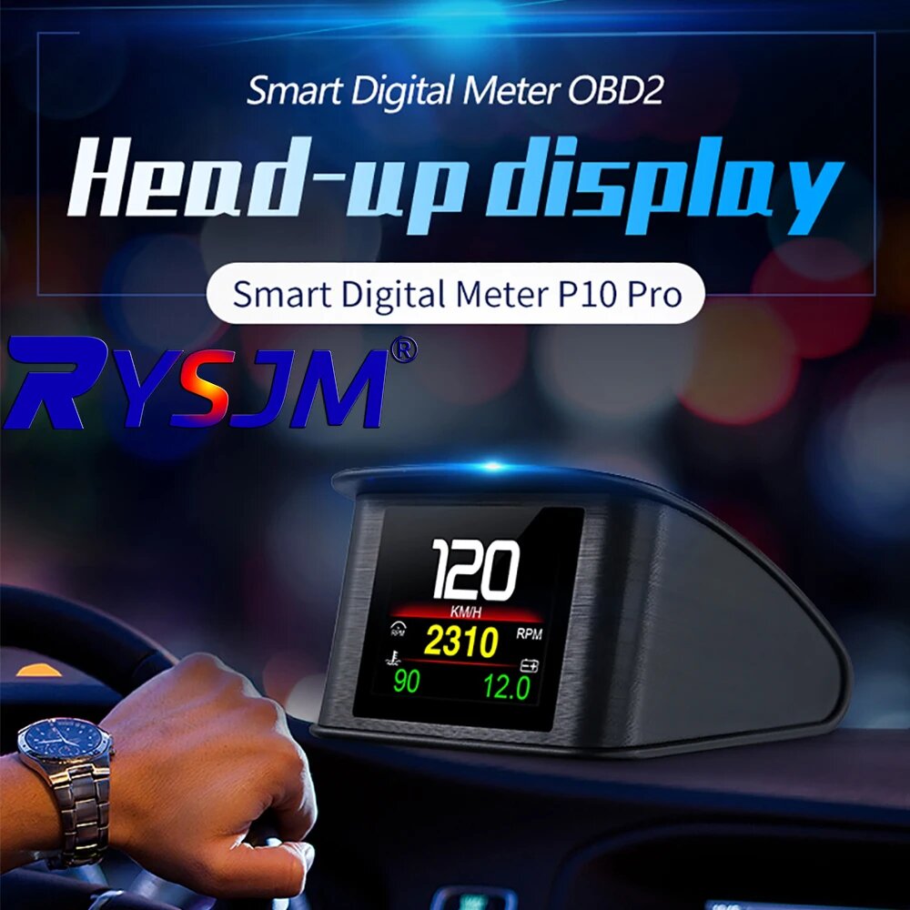Автомобильный Проекционный Дисплей P10 PRO OBD2, Цифровой Спидометр, Бортовой Компьютер С Сигнализацией Превышения Скорости
