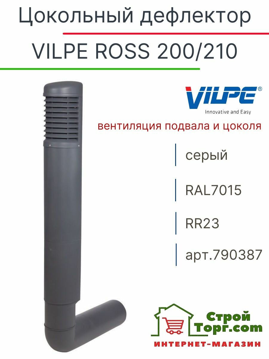 Цокольный дефлектор VILPE ROSS 200/210 серый, арт. 790387