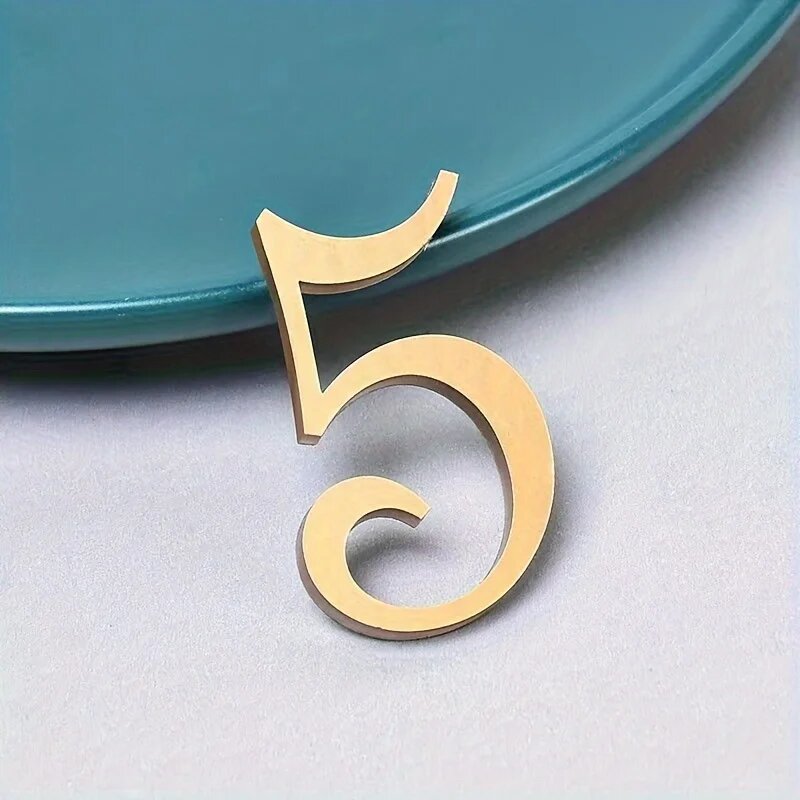 Золотая цифровая дверная табличка из акрила 5 см 5