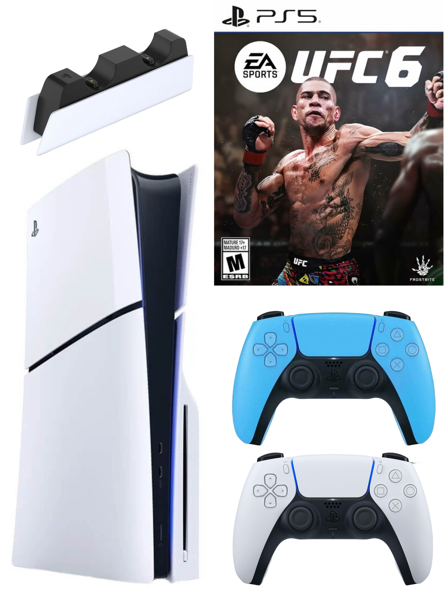 Игровая приставка Sony PS 5 Slim, 1ТБ(с дисководом)+2 геймпад+Зарядная станция+UFC 6(подробности в чате)