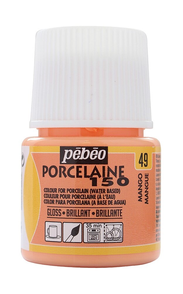 Краска по фарфору и керамике Pebeo под обжиг, пастельная, Porcelaine 150, 45 мл, оранжевый манго