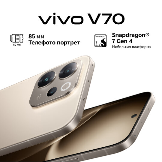 Смартфон vivo V70 12GB+256GB, цвет Коричневый, Android 16, 5G