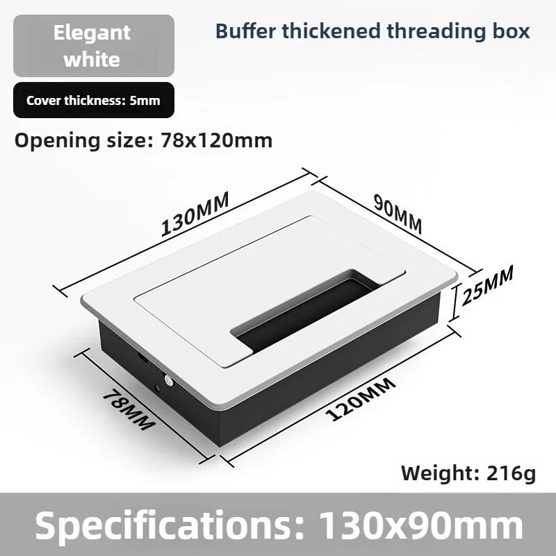 Мебельная фурнитура кабель канал алюминиевый White-90x130mm