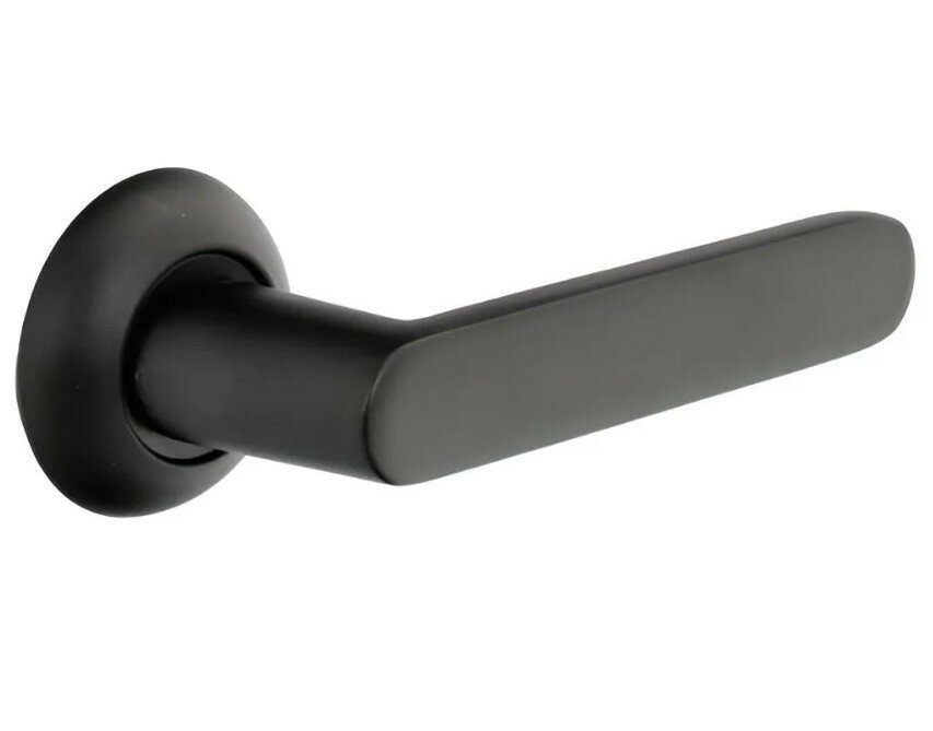 Ручка дверная BUSSARE на круглой розетке CORTE BC-143-10 BLACK, черный (комплект на одну дверь)