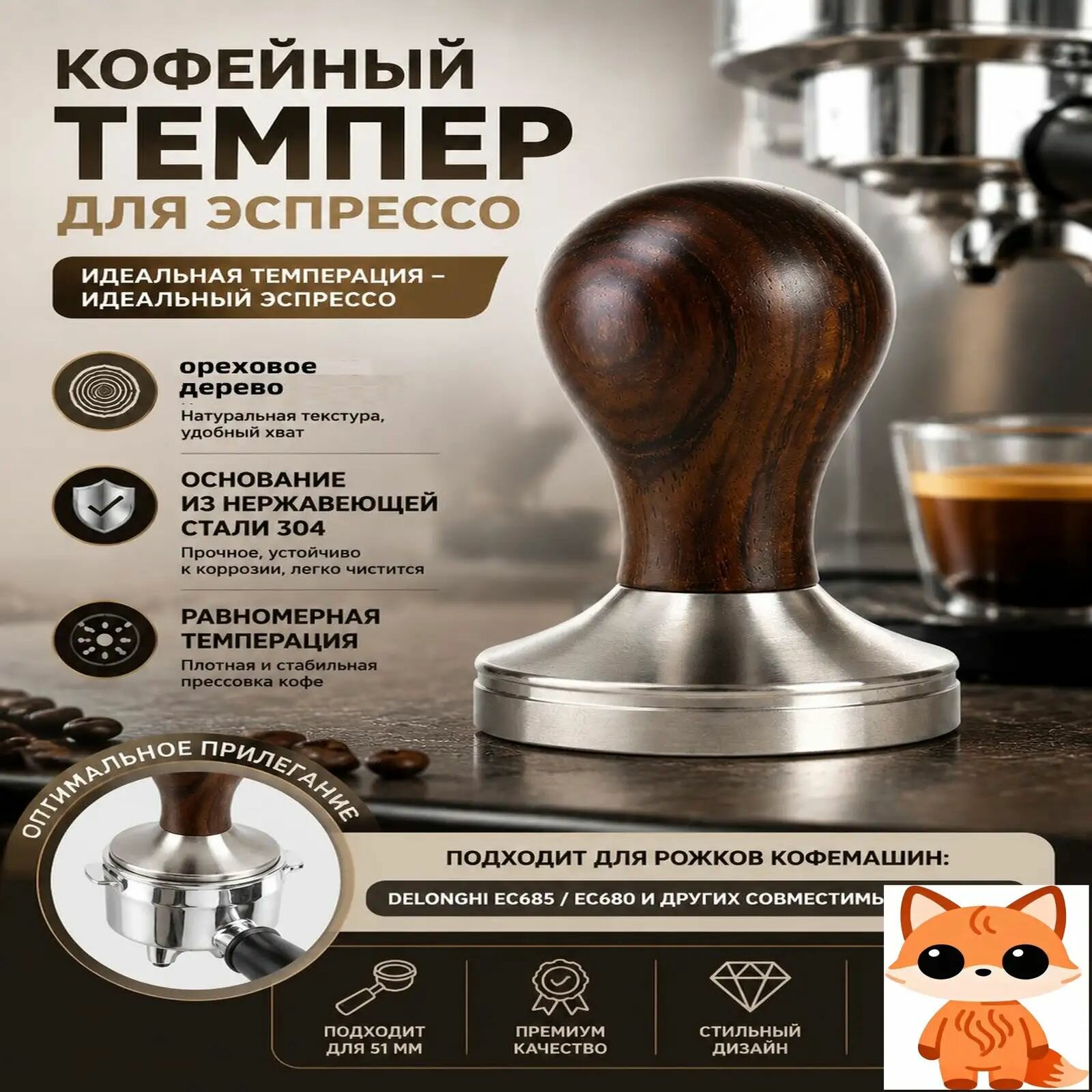 Ourshion Комплект для заваривания кофе "JMXX-TAMPER-HT", 1 шт