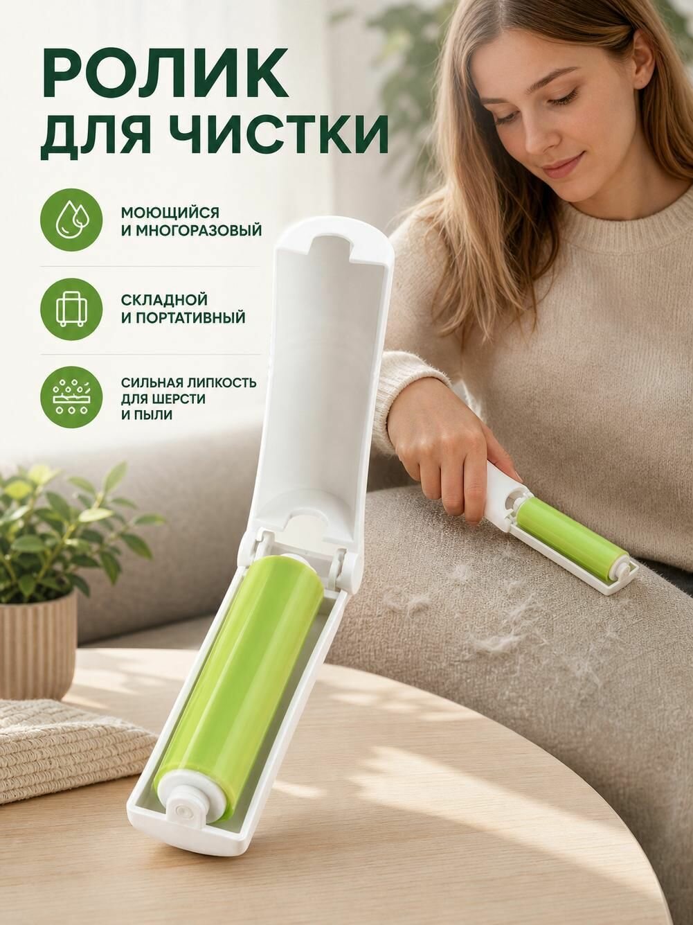 Портативный складной пылесборник для липких волос 1 шт