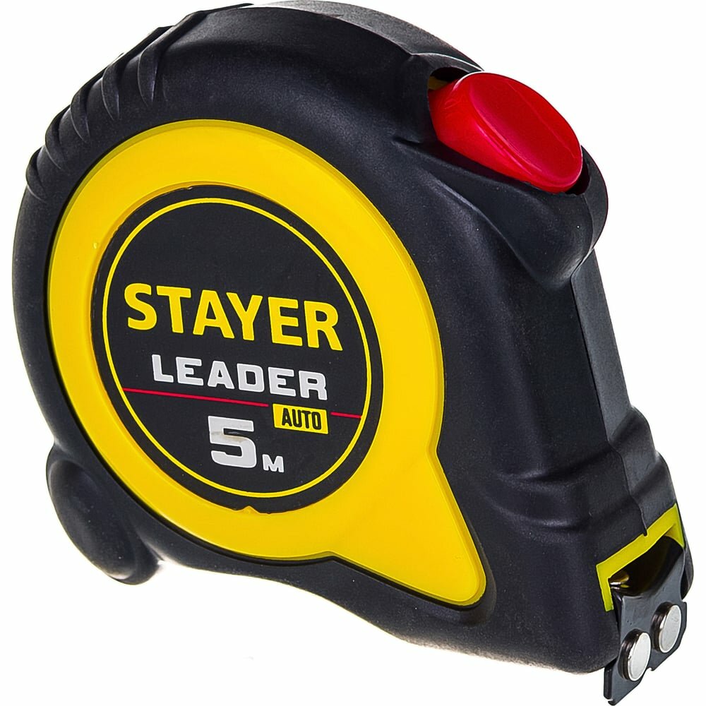 Рулетка Stayer LEADER 5м / 19мм с автостопом в ударостойком обрезиненном корпусе 3402-05-19_z02 — фото 1