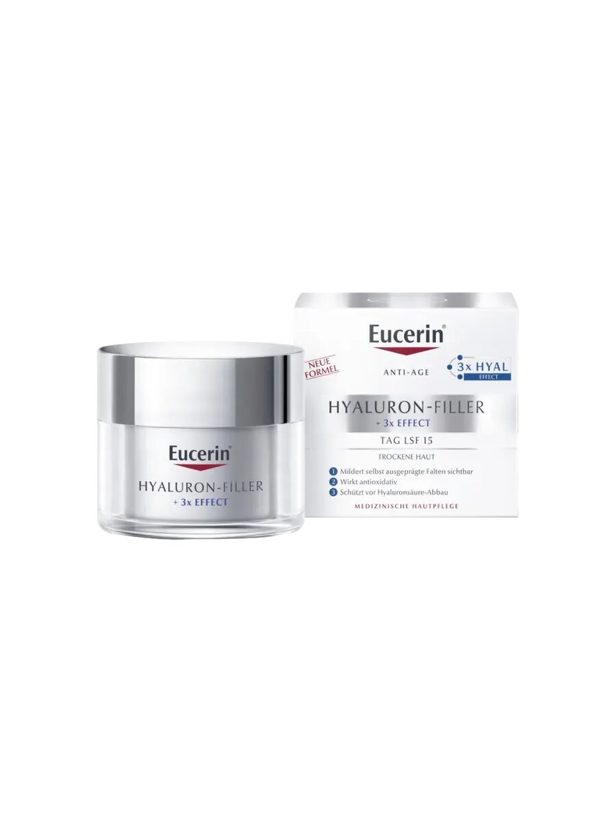 Eucerin Hyaluron-Filler Крем для дневного ухода за сухой чувствительной кожей SPF15 банка 50 мл 1 шт