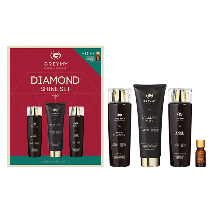 Greymy Diamond Shine Set Набор (Шампунь 200 мл + Кондиционер 200 мл + Маска 200 мл + Масло 10 мл)