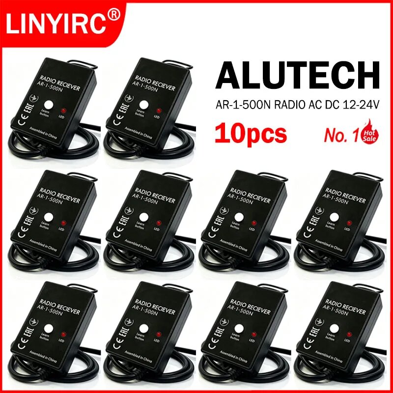 10шт ALUTECH AR-1-500N RADIO RECIEVER AC DC 12-24V Контроллер приемника для ALUTECH AT-4N Пульт дистанционного управления гаражными воротами 433.92МГц