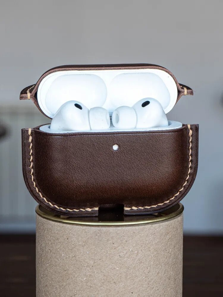 Чехол для AirPods Pro 3 из натуральной кожи Шоколад