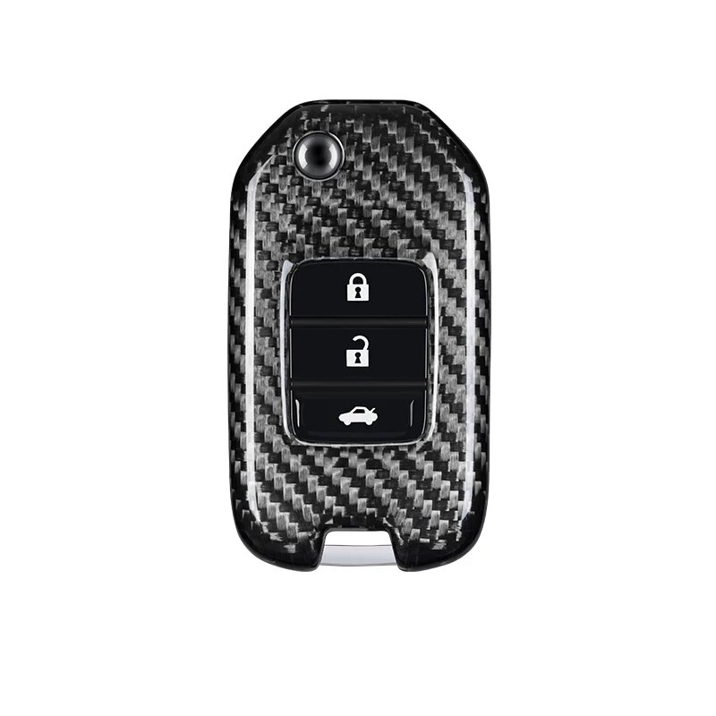 Универсальный чехол для ключей из углеволокна для Honda Civic, Accord, CR-V: стиль D, черно-серый классический дизайн