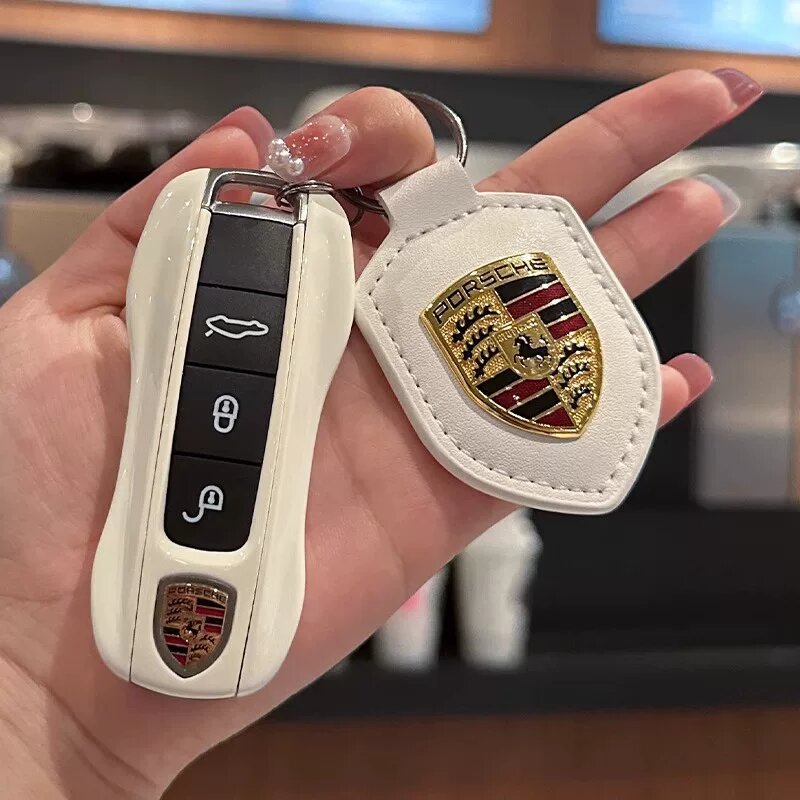 Ключевой чехол Porsche Cayenne Macan 911 Taycan с белым щитом — одиночный чехол