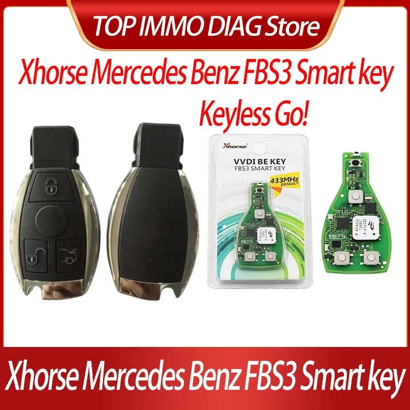 Xhorse VVDI BE KEY FBS3 XSBZ01 Смарт-ключ без ключа 433 МГц 315 МГц для W204 W207 W212 W164 W166 W221, совместимый с VVDI MB Tool и VVDI BGA Key Tool Plus