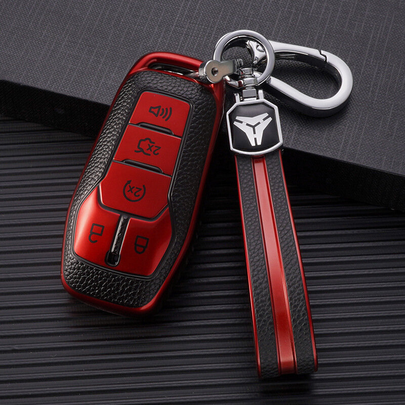 Чехол для ключей из ТПУ с ключом для Ford Focus, Mondeo, Kuga, Edge - Красный