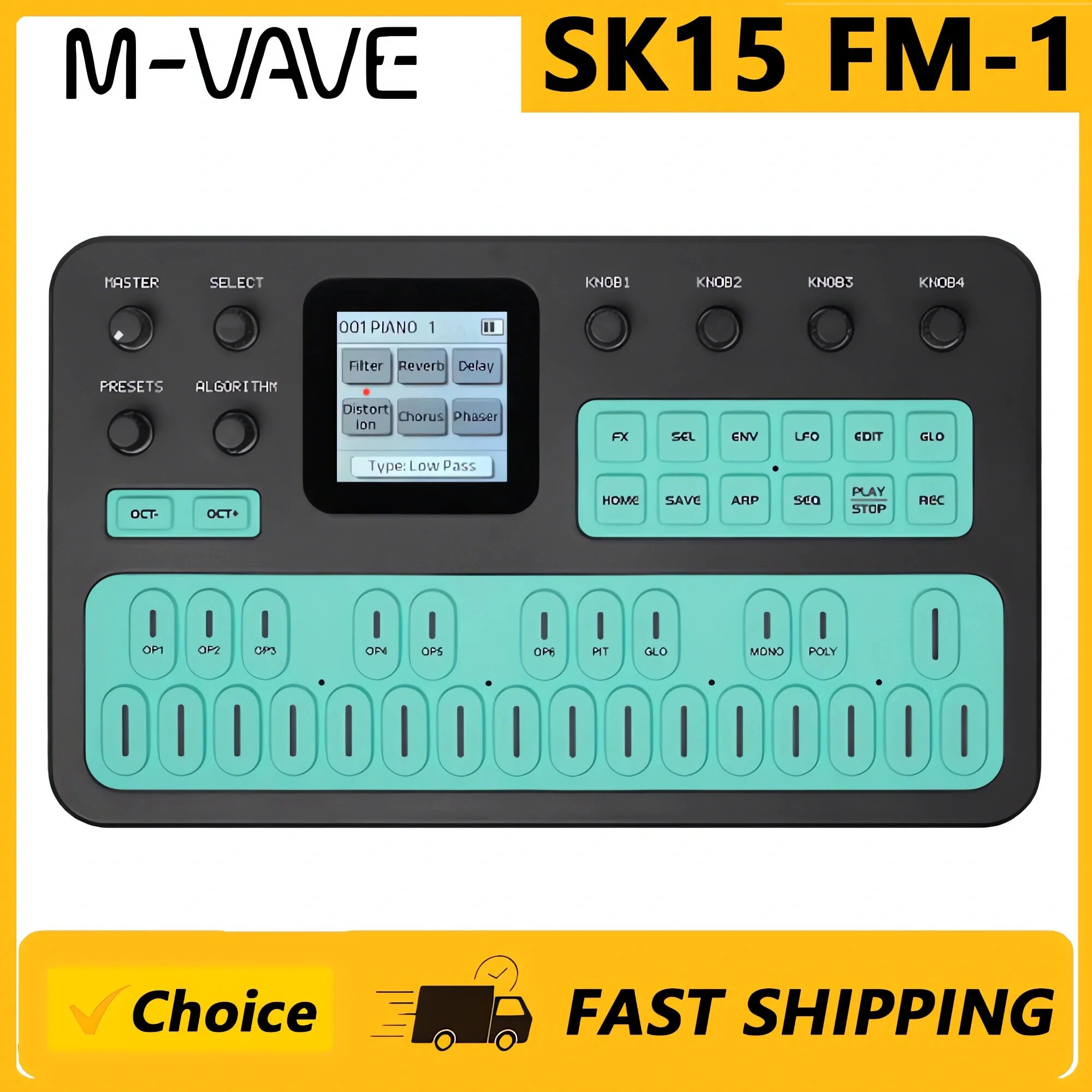 Портативный синтезатор M-VAVE SK15 FM-1 dark green