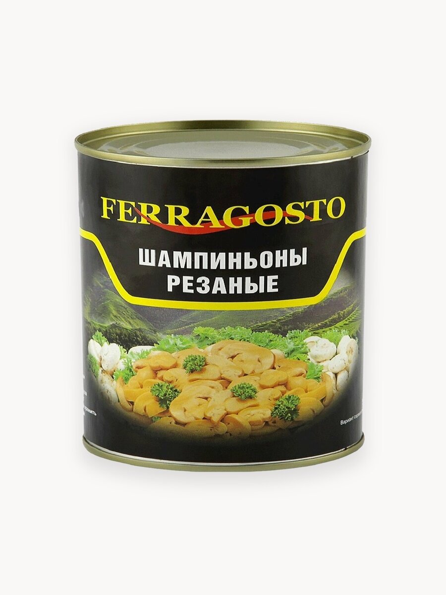 Грибы шампиньоны FERRAGOSTО, резаные, стерилизованные, без ГМО, консервантов, ароматизаторов, 3100мл, 1шт