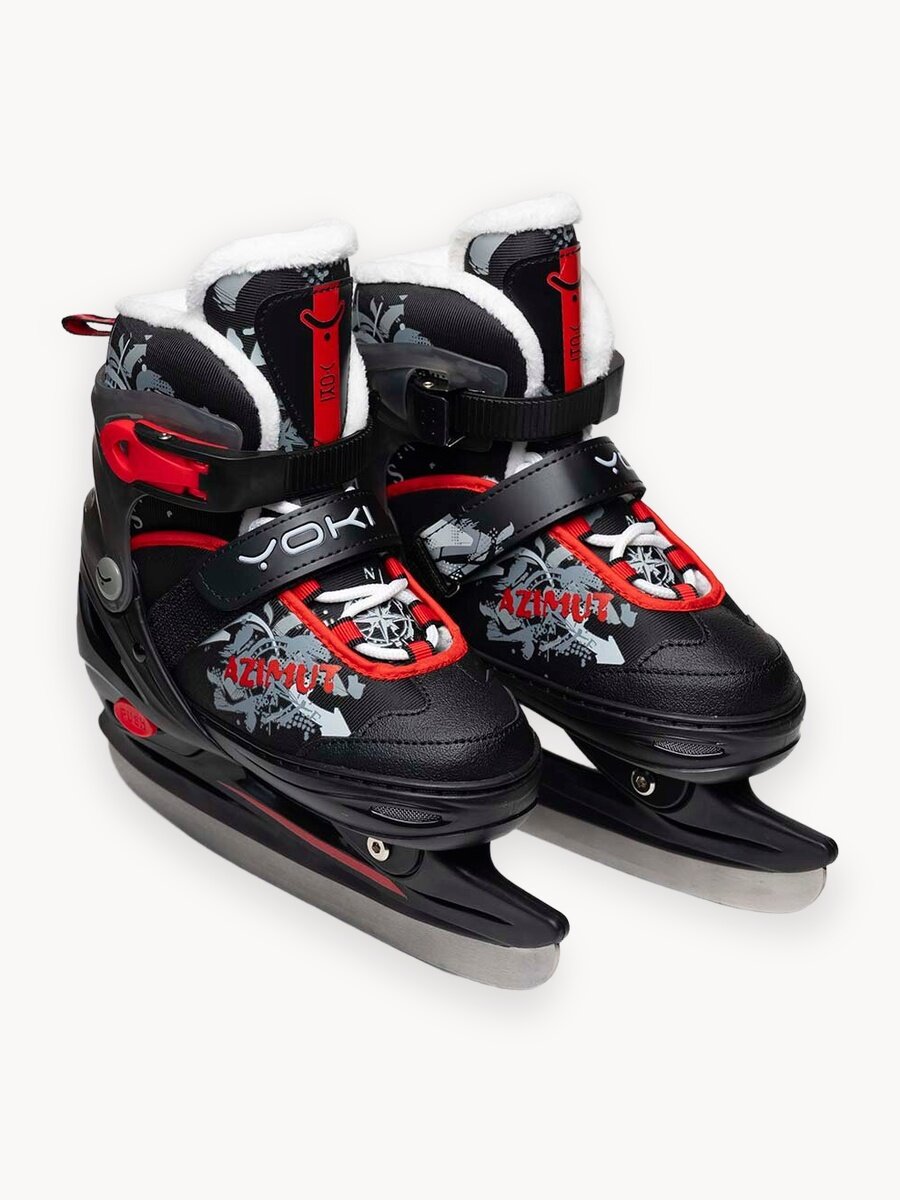 Коньки YOKI AZIMUT, детские, фигурные, раздвижные, цвет черный