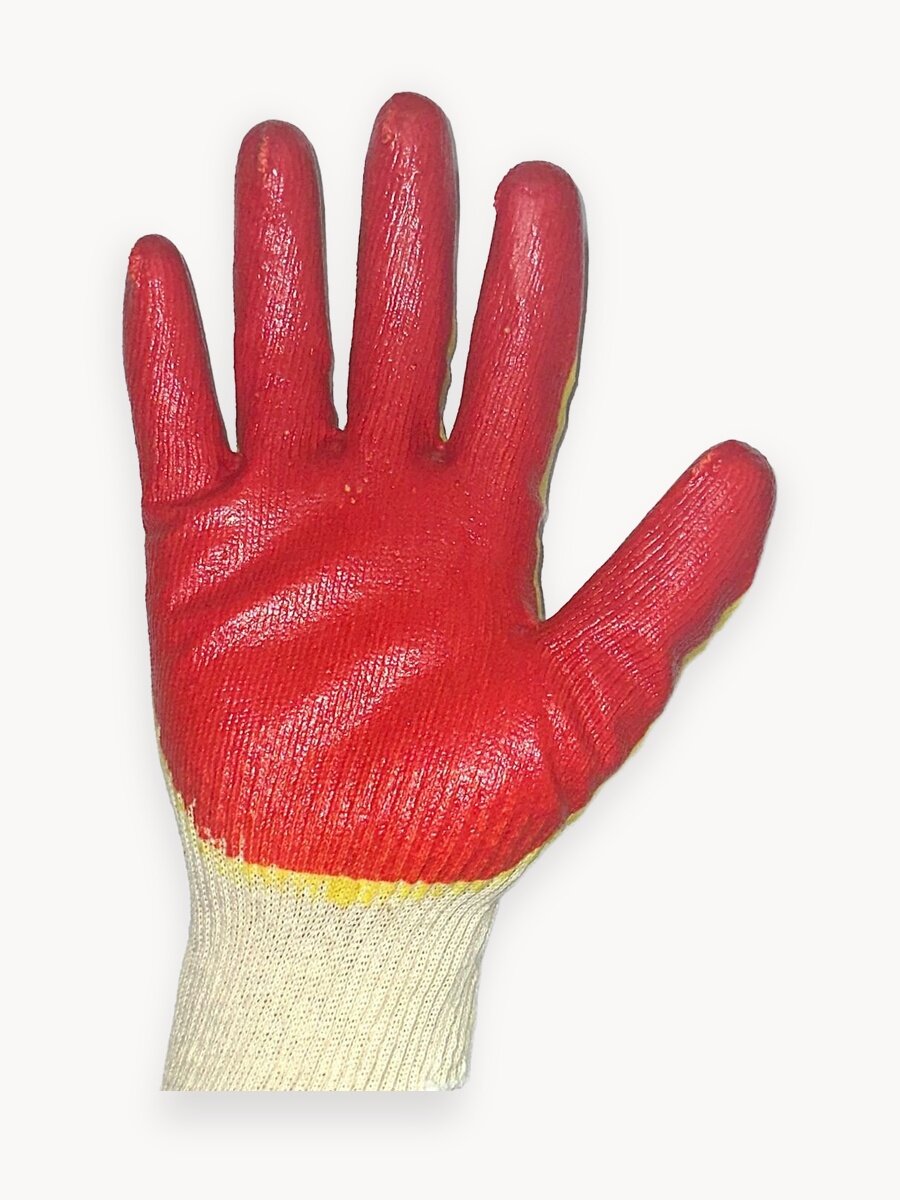 Перчатки рабочие двойной латексный облив красный 1 пара, для ремонта и строительства