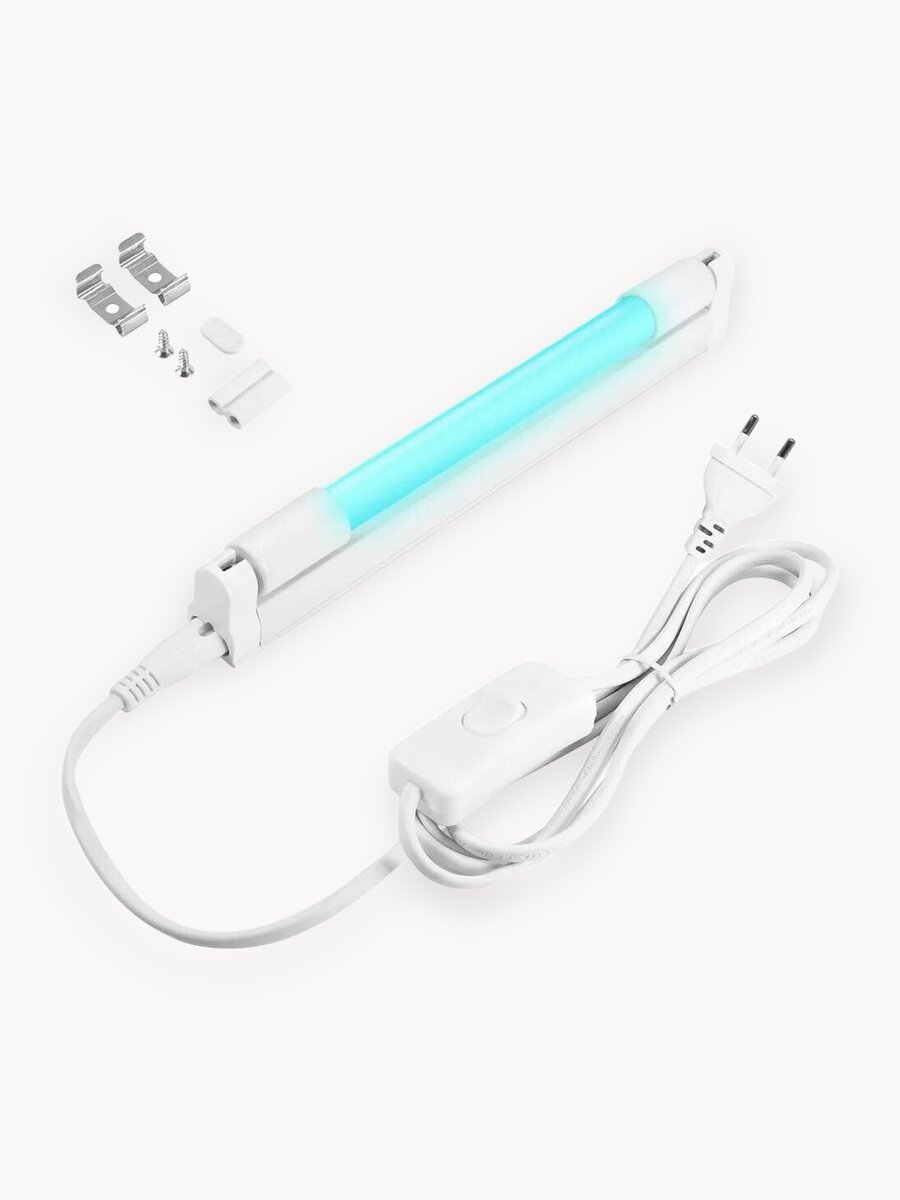 Бактерицидная (кварцевая) лампа, озонатор, двойного действия УФ+озон, 8Вт, 30 см