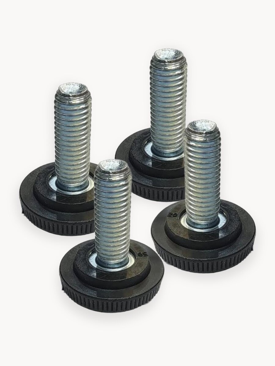 Опора резьбовая 4шт.(ножка) регулируемая М10х50мм с усиленным пластиковым основанием D=32мм.