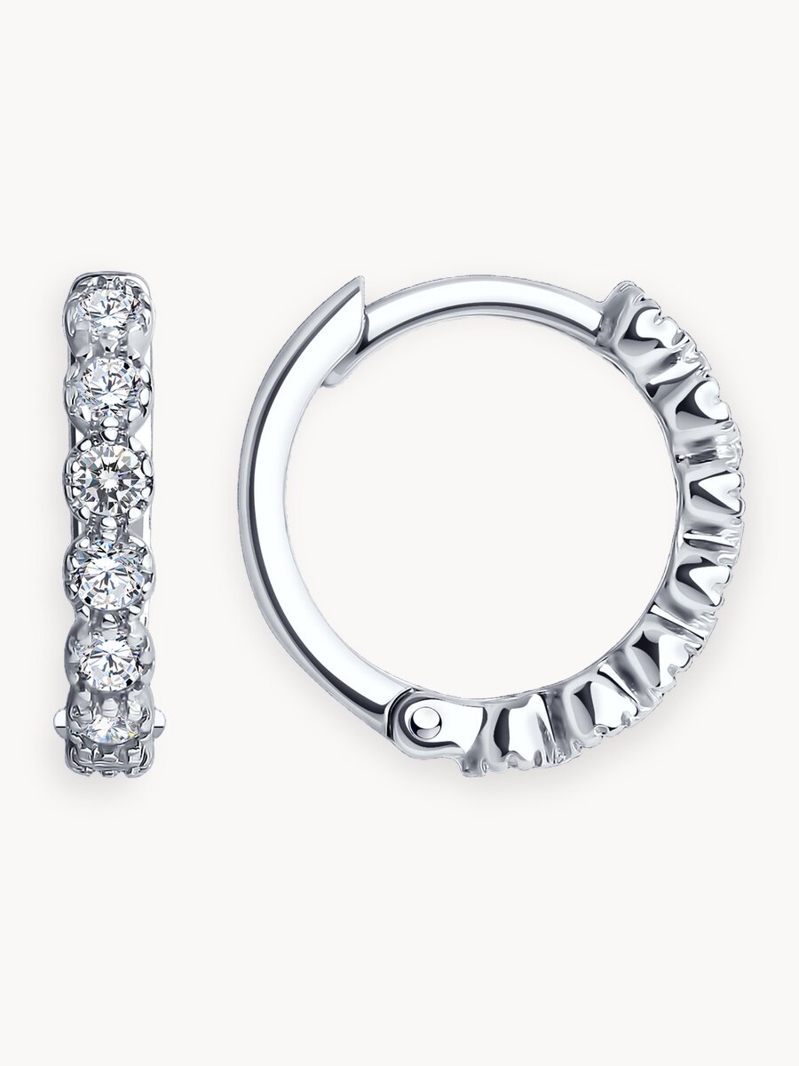 Серьги, серебро, 925 проба, родирование, фианит