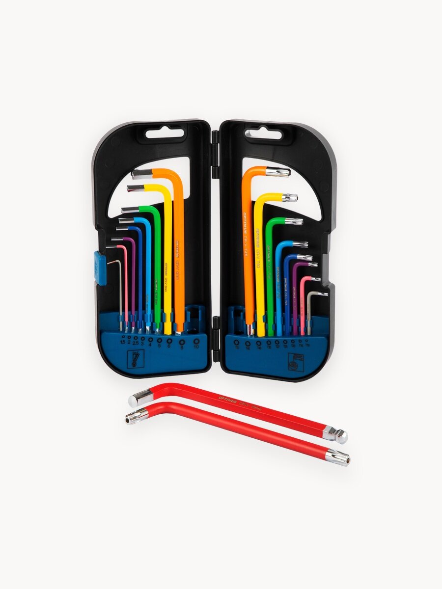 Набор шестигранников 1.5-10мм и TORX T10-T50 В кейсе, с пластиковой рукоятью 18 шт. OPT-TH1150