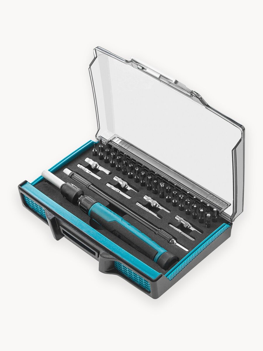 Отвертка с набором бит и торцевых головок для точных работ Gross гибкий привод, 48 шт, CrMo 11599