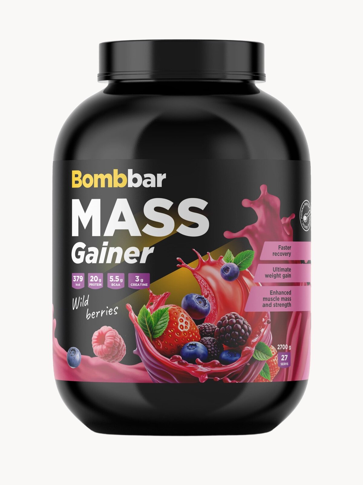 Bombbar Pro Гейнер для быстрого набора массы с креатином Mass Gainer "Лесные ягоды", 2700г