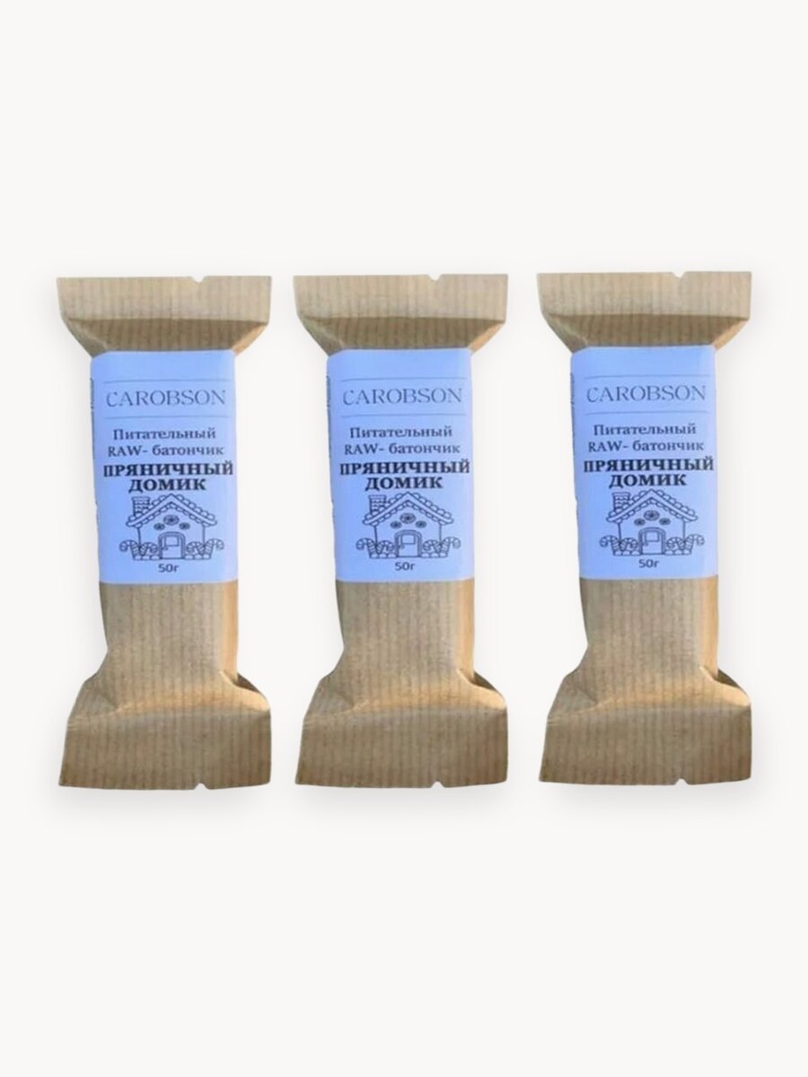 Батончики "Пряничный домик" 3 шт по 50 гр из орехов и сухофруктов "Carobson"