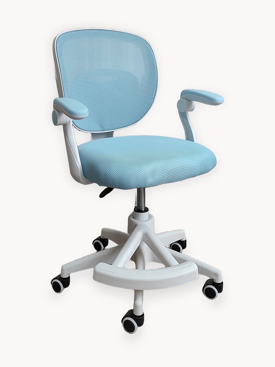 Детское компьютерное кресло с мягким сиденьем и подставкой для ног, голубой Baizheng