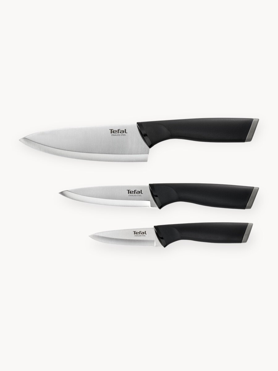 Набор ножей Comfort Tefal 3 предмета, из нержавеющей стали: шеф 15 см, многофункциональный 12 см, овощной 9 см