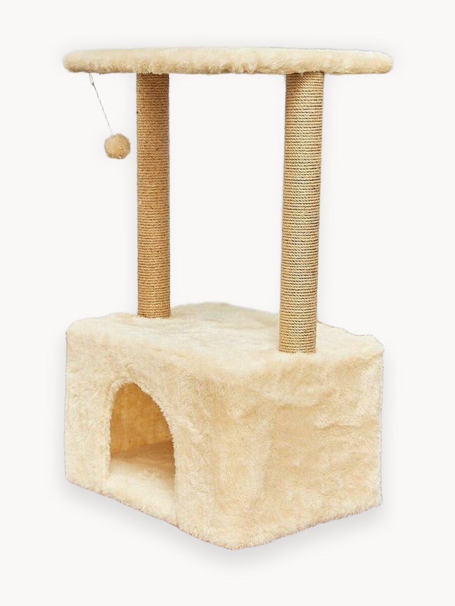 Большой домик с когтеточками "Мейнкун" бриси, 50х35х85см