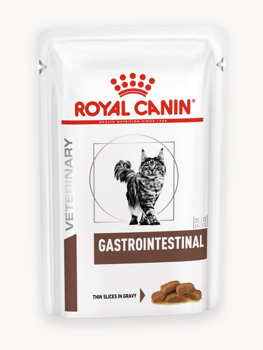 Влажный корм для кошек Royal Canin Gastrointestinal, лечебный для пищеварения, кусочки в соусе, 28 шт по 85 г
