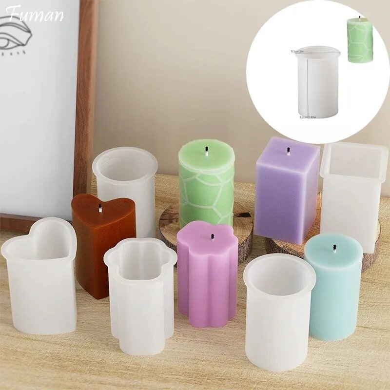 Силиконовая форма для свечей DIY, цилиндр, полоски, сердце, шестигранник, многоразовая