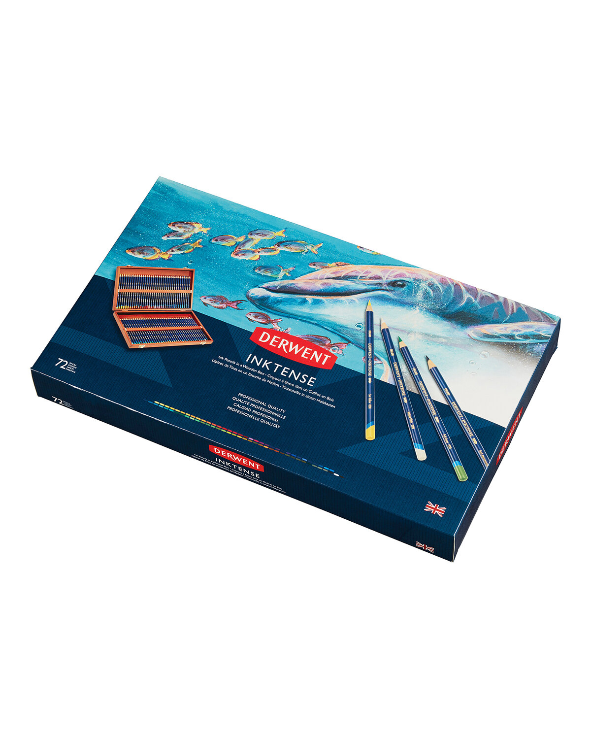 Набор акварельных карандашей Derwent Inktense 72 цвета в деревянной упаковке
